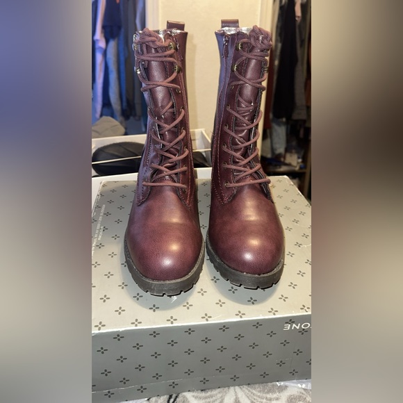 Shoes | Sun Stone Heeled Combat Zip Up Boots | Poshmark